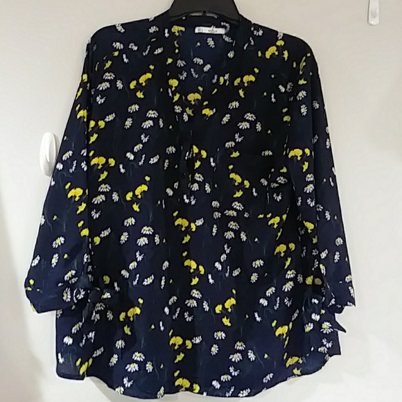 Grifflin | Tops | Grifflin Blouse Dark Blue | Poshmark